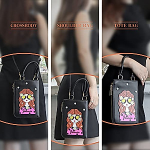 GOKTOW Women Quirky Purse,Novelty Lady Face Clutch Purses, Funny Crossbody Bag,PU Handle Satchel Tote Shoulder Bags