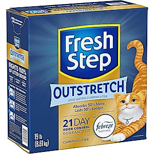 Fresh Step Outstretch Long Lasting Clumping Litter With Febreze Freshness, Activated Charcoal Litter Lasts 50% Longer, 19 lb. Box