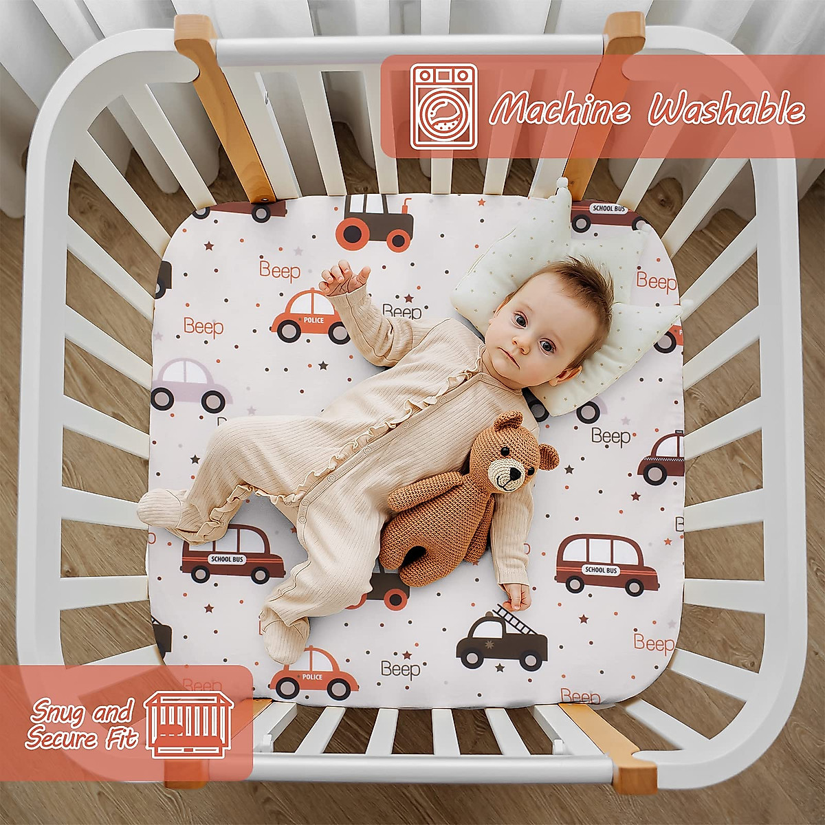 Cloele Square Playard/Playpen Fitted Sheets Perfect for 36 X 36 Portable Playard Mattresses - 2 Pack Square Pack and Play Crib Sheets - Ultra Soft Microfiber Car Fitted Playpen Sheet for Baby