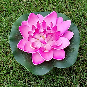 Toyvian 5PCS Artificial Lily Pads for Pond, Artificial Flowers Floating Foam Lotus Flower with Fake Lily Pads for Pool Garden Fish Pond Aquarium Pool Wedding Decor