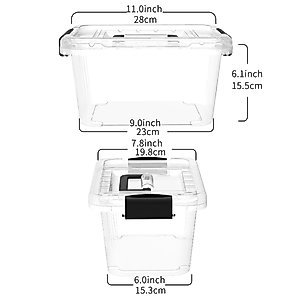 Cetomo 6.8Qt*12 Plastic Storage Bins, Storage Box, 12 Pack, Tote Organizing Container with Durable Lids, Secure Latching Buckles and Handles, Stackable and Nestable, Clear
