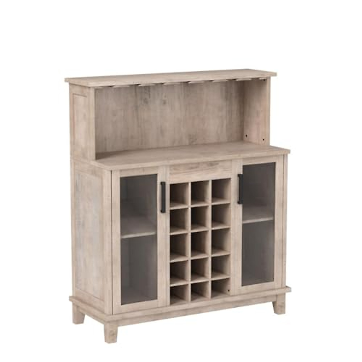 Home Source 44.5" Bar Cabinet with Wine Rack,Coffee Bar Table and Microwave Station Cabinet for Home,Sideboard Buffet Cabinet with Storage for Dining Room,Kitchen,Concrete (Grey wash)