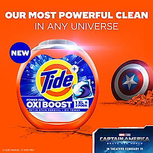 Tide Oxi Boost Power PODS Laundry Detergent Pods, 45 Count, Stain Remover Plus Oxi Power