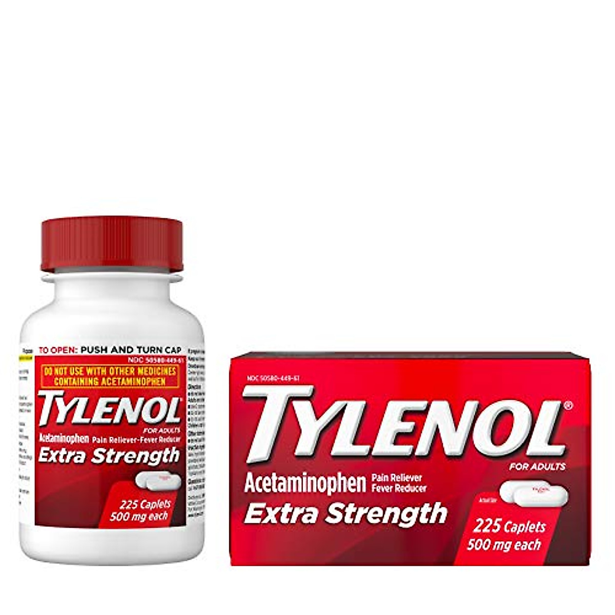 Tylenol Extra Strength Caplets with 500 mg Acetaminophen, Pain Reliever & Fever Reducer, 225 ct