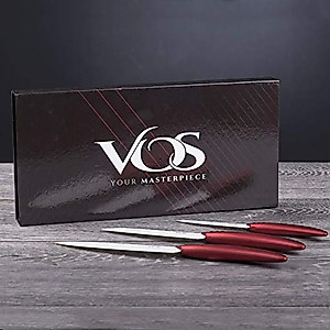 Vos Ceramic Knife Set, Ceramic Knives Set For Kitchen, Ceramic Kitchen Knives With Covers, Ceramic Paring Knife 4", 5", 6" Inch Red