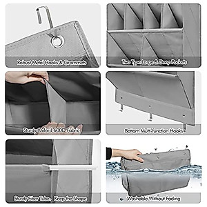 Felibeaco Over the Door Shoe Organizer, Hanging Shoe Organizer with 16 Large Deep Pockets, Sturdy Oxford 600D Fabric Door Shoes hanger rack for closet,Dorm, Narrow Door, Gray