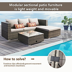 LeewooJardin 12 Pieces Outdoor Patio Furniture Clips for Wicker Sectional Couch Sofa Furniture Clips Wicker Rattan Furniture Connector Wicker Chair Clamps Clips Fastener Black