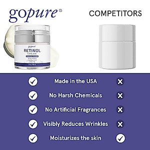 goPure Retinol Face Cream - Night Cream Anti Wrinkle & Face Moisturizer For Women - Retinol Cream for a Youthful-Looking Glow, 1.7oz.