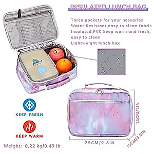 mygreen Lightweight Water Resistant Backpacks for Teen Girls School Backpack with Lunch Bag Tie Dye Ink Purple
