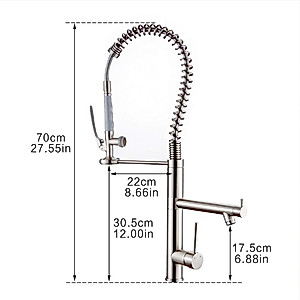 Commercial Kitchen Faucet with Pull Down Sprayer,AIMADI Modern Single Handle High Arch Pre-Rinse Spring Kitchen Sink Faucet,Brushed Nickel