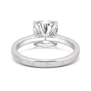 14K White Gold Moissanite by Charles & Colvard 8mm Cushion Engagement Ring-size 6.5 2.58cttw DEW