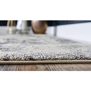 Unique Loom Positano Collection Coastal Modern Coral Lobster Shells Light Gray Runner Rug (3' x 10')