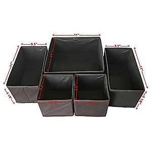 Sodynee® Foldable Cloth Storage Box Closet Dresser Drawer Organizer Cube Basket Bins Containers Divider with Drawers for Underwear, Bras, Socks, Ties, Scarves, 6 Pack, Black