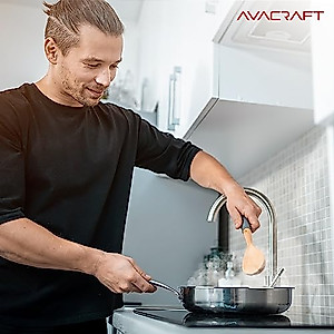 AVACRAFT 10 Inch Tri-Ply Stainless Steel Frying Pan with Lid, Side Spouts, Induction Pan, Versatile Stainless Steel Skillet, Fry Pan in our Pots and Pans (Tri-Ply Stainless steel,10 Inch)