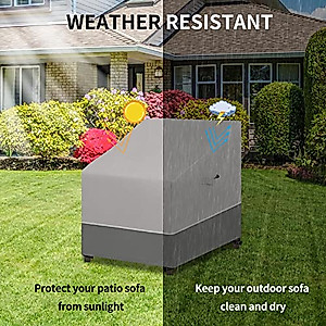 Easy-Going Patio Chair Cover UV Resistant Outdoor Chair Cover Bicolor Waterproof Outdoor Furniture Cover with Reflective Hemming (2 Pack-35Wx38Dx31H inch, Gray/Dark Gray)