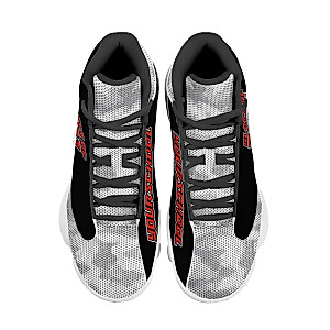 Customized Basketball Shoes with White Camouflage Design and 3 Optional Custom Text Areas for high School or College Teen in AJ13 Style