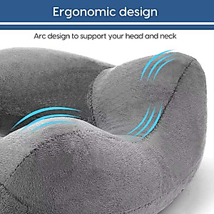 HITSZS Inflatable Travel Pillow for Airplane Inflatable Neck Pillow for Traveling with Soft Velvet Washable Cover for Sleeping, Airplane,Train, Car, Office, Contoured Eye Masks, Earplugs