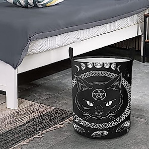 Laundry Basket Witch Wiccan Gothic Moon Phase Witchcraft Cat Laundry Hamper Foldable Storage Basket for Bathroom Room Home Decor
