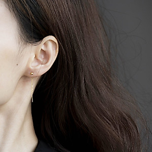 S.Leaf Threader Earrings for Women Threader Earrings Sterling Silver Chain Earrings Tassel Earrings Gold Earrings for Women 3cm