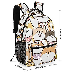 Happy Shiba Inu Travel Laptop Backpack Study Shoulder Bag With Reinforced Adjustable Straps For Outdoor Camping School