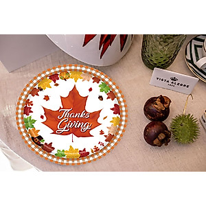 OBENIM HALIM 24 pcs Thanksgiving Fall Paper Plates Autumn Leaves Design Dessert Paper Plates For Disposable Holiday Thanks Theme Party Dinnerware
