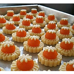 Pineapple Tart Jam Marmalade Thumbprint Linzer Cookies Stamps Circle Flower Sunny Edge Wave Cutter mold 2"