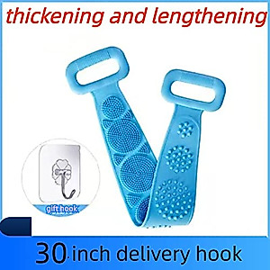 HJCOCHOME Silicone Back Scrubber for Shower,Silicone Body Scrubber,Shower Brush,Body Scrubbers,Back Scrubber Extra Long Exfoliating Body Scrubber with Handle for Shower for Men and Women (Blue)