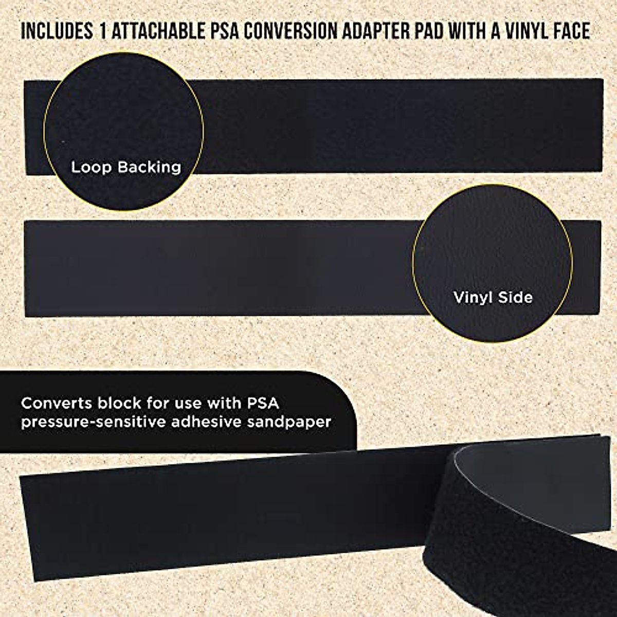 Dura-Gold Pro Series Longboard Hand Sanding File Sander Block - Hook & Loop Backing and PSA Backing Conversion Adapter Pad, Clip-On Sandpaper, Continuous Rolls, PSA Sheets, Sand Auto Paint Woodworking
