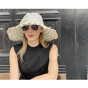 Women Folding Vintage Outdoor Sun Hats for Beach Garden Travelling UV Protection Beige