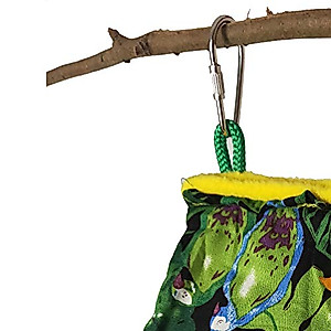 Summer Sunshade Bird Nest Tropical Rainforest Printed Triangle Parrot Hammock Hanging Sleeping Bed Bird Supplies- Size S (Green) Pet House Supplies