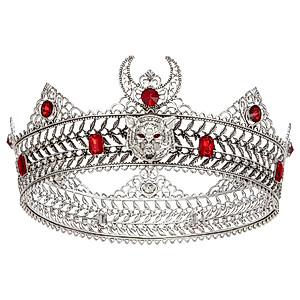 SWEETV Animal Totem King Crown for Men and Women, Wolf Crown, Medieval Metal Tiara Costume Hair Accessories for Knight, Witch, Gothic, Viking, Halloween, Wolf 1 / Antique Silver