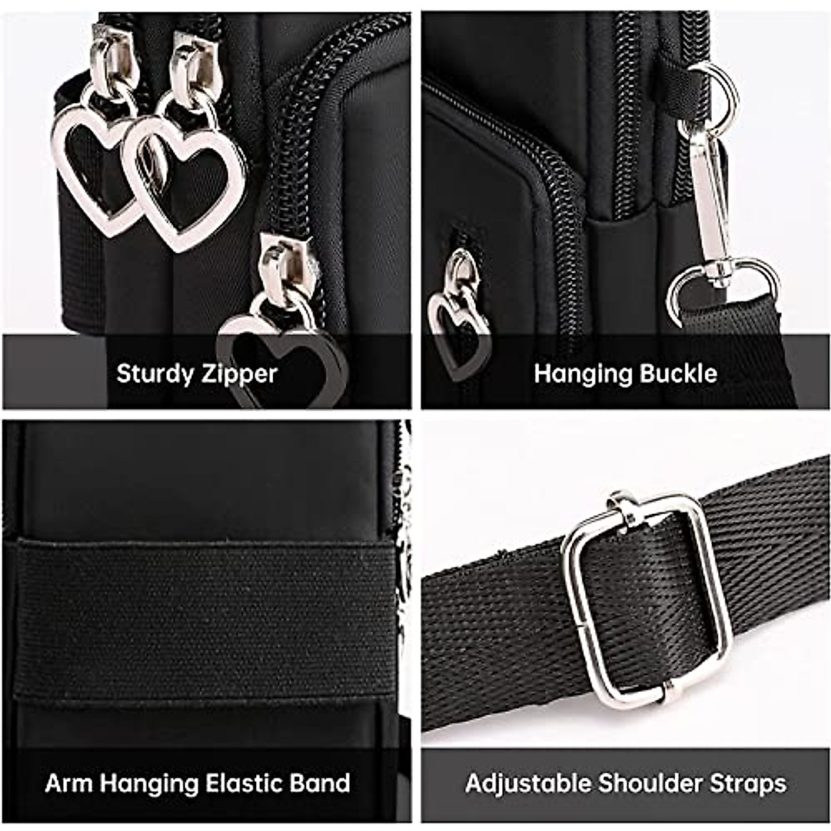 Mobile Phone Purses Bag, Cellphone Crossbody with Shoulder Strap,Waterproof Crossbody Phone Wallet Case, Outdoor Sweat-Proof Running Armbag, Crossbody Bag Gym Fitness Cell Phone Key Holder