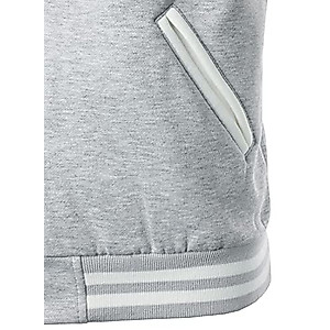 HOOD CREW Man’s Varsity Baseball Jacket Cotton Blend Letterman Jackets Lightgrey L