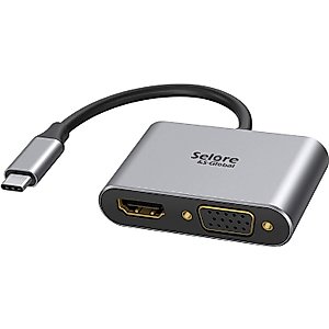 USB C to HDMI VGA Adapter,USB Type C to VGA HDMI Adapter Thunderbolt 3 VGA Adapter for MacBook Pro/iPad Pro/Air 2020 2019 2018,Dell XPS 13/15,Surface Pro, Galaxy S8/S9, Huawei P20