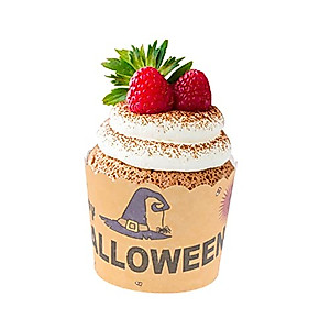 DOITOOL 100pcs Halloween Muffin Cups Mini Cakes Thickening Mousse Mini Cake Boxes Halloween Cupcake Decor Paper Cupcake Wrappers Halloween Cupcake Wrapper Cake Packing Cup Baking Cups Hard