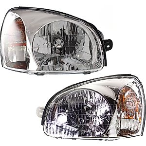 Garage-Pro Headlight Set Compatible with 2003-2006 Hyundai Santa Fe, Driver and Passenger Side, with Bulbs, Halogen, Production Date From July 14 2003