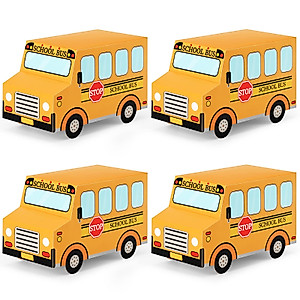 Sinasasspel Back to School Party Treat Boxes School Bus Favor Boxes for First Day of School Classroom Decorations Teacher Appreciation Gifts Birthday Party Supplies, Set of 12