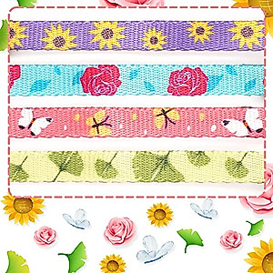 azuza 4 Pack Kitten Collar Breakaway with Bell,Quick Release Safe Buckle Adjustable Baby Kitten Collars, Floral Print Rose/Ginkgo/Sunflower/Butterfly