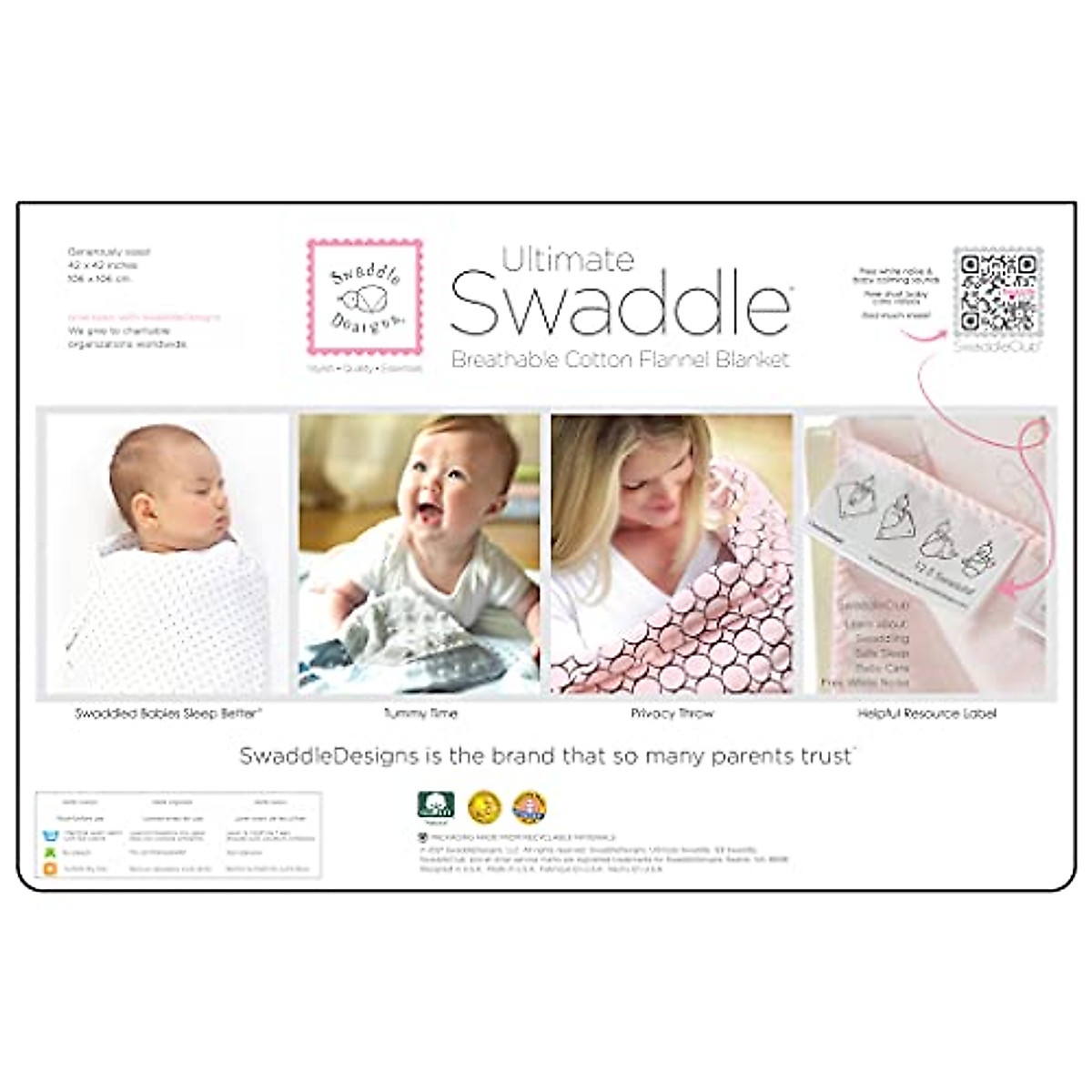 SwaddleDesigns Large Receiving Blanket, Ultimate Swaddle for Baby Boys & Girls, Softest US Cotton Flannel, Best Shower Gift, Made in USA, Little Chickies True Blue, Mom’s Choice Winner,SD-404TB