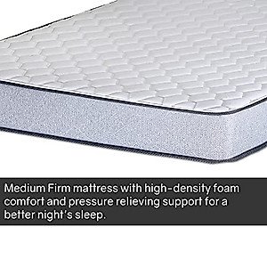 Greaton, 5/7/8/10 Inch Medium Firm High Density Foam Mattress, Comfortable Mattress for Cooler Sleep Supportive & Pressure Relief, Twin, White