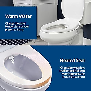 Bio Bidet 7ZBB500E BB500 Low Profile Electric Bidet Toilet Warm Water, Heated Seat and Set of 6 Drying Towelettes, Elongated, White