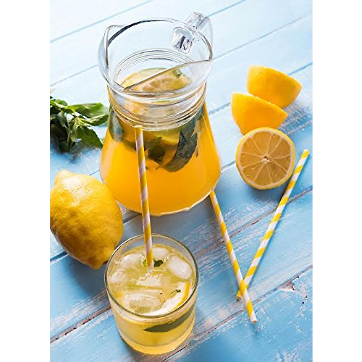 Outside the Box Papers Construction Theme Striped and Polka Dot Paper Straws 7.75 Inches 100 Pack Black, Yellow, Orange, White