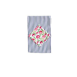 Crae Home Waffle Weave Pattern Microfiber Hand Towel Wash Cloth Set (Indigo/Poppie)