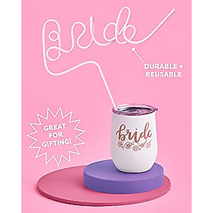 xo, Fetti Bachelorette Party XL White Bride Straw | Bridal Shower Party Decorations | Bride to Be Gift