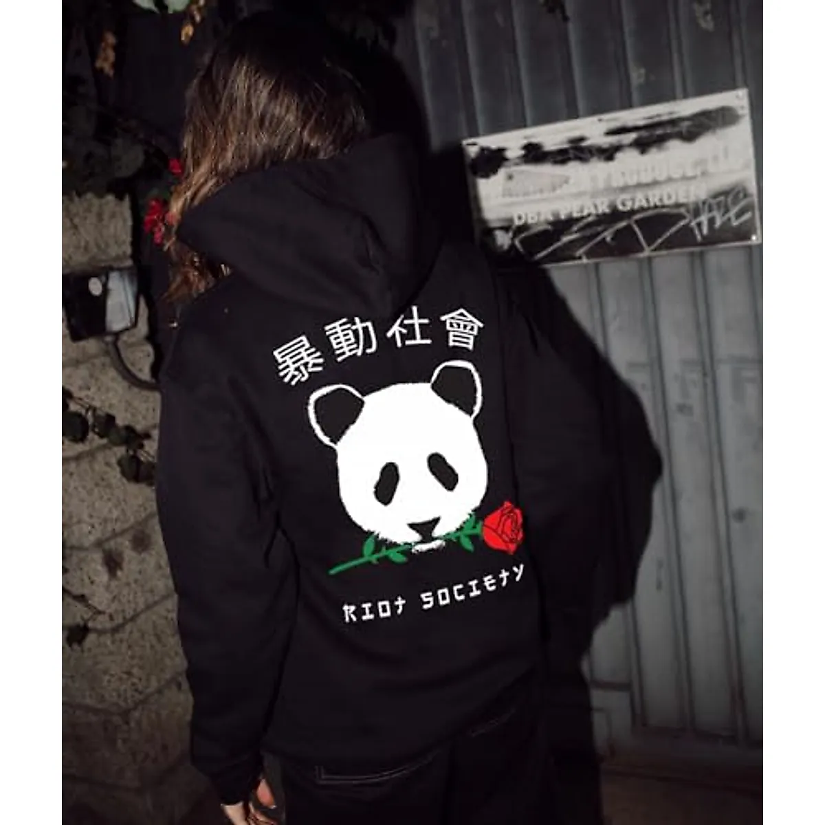 Riot Society Panda Rose Mens Graphic Pullover Hoodie Sweatshirt, Perfect Sweater for the Champion to Wear Into the AM - Black, Small