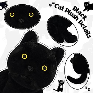 Hagusahuo Black Cat Plush Cat Stuffed Animal Toy, Soft Black Cat Stuffed Animal Pillow, Cute Cat Plushie Stuffed Doll Toy for Kids Boys Girls