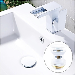CekoCk Basin Plug pop up Sink Plug Sink Basin Plug Drain White Luxury Sink Pop Up Drain Stopper Basin Bathroom Lavatory Kitchen Bathtub Accessories Cap Washbasin Plug Brass