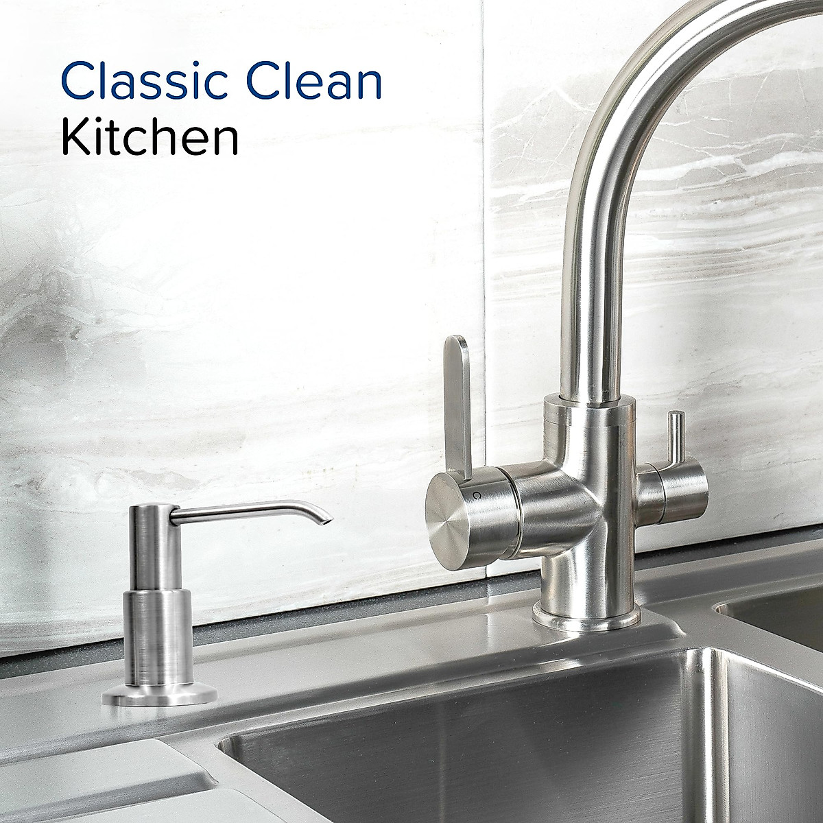 Soap Dispenser for Kitchen Sink with Large 500 ml (17 oz) Bottle, Stainless Steel Kitchen Sink Soap Dispenser Pump - Refill from top, Brushed Nickel Built in Counter soap Dispenser, Rust Resistant