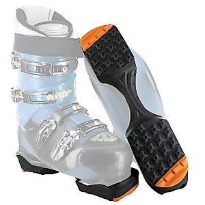 Yaktrax SkiTrax Ski Boot Tracks Traction and Protection Cleats (1 Pair), Medium, Black/Orange