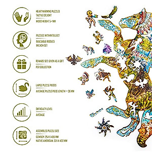 DAVICI - Wooden Jigsaw Puzzles for Adults | Exclusive Wooden Puzzle for Adults, Teens, Family | Uniquely Shaped Jigsaw Puzzles | Exclusive Wood Puzzle | Large | 12.8x15.9 in | 2x130 pcs | The Mustangs